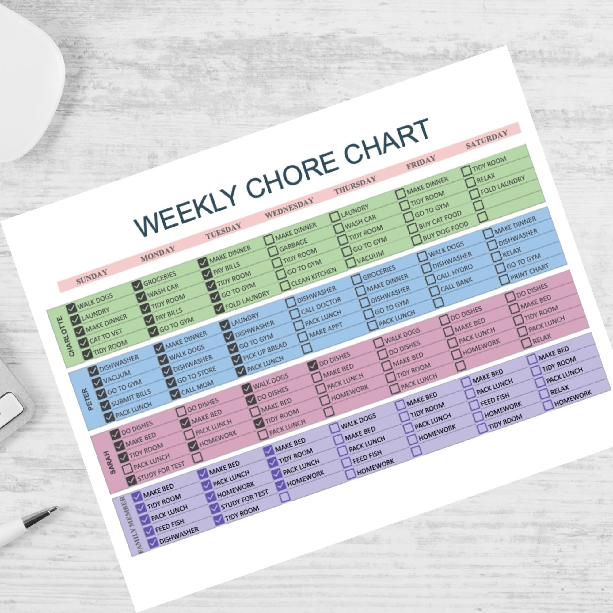 Kids Chore Chart | Edit With Google Sheets | Downloadable | Digital ...