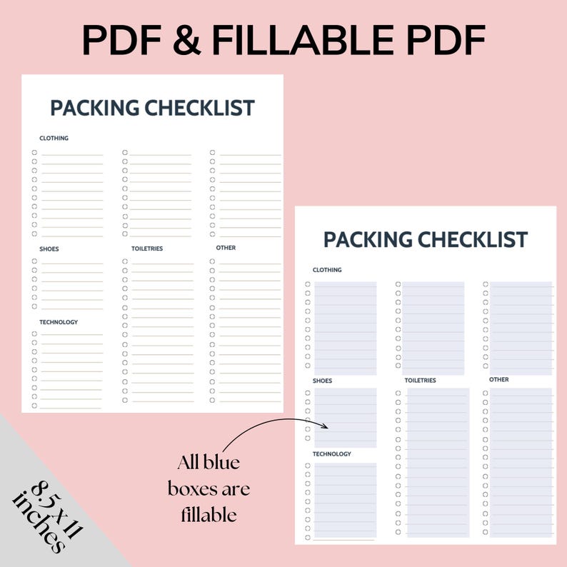 Travel Packing List | Travel Packing Checklist | PDF & Fillable PDF ...
