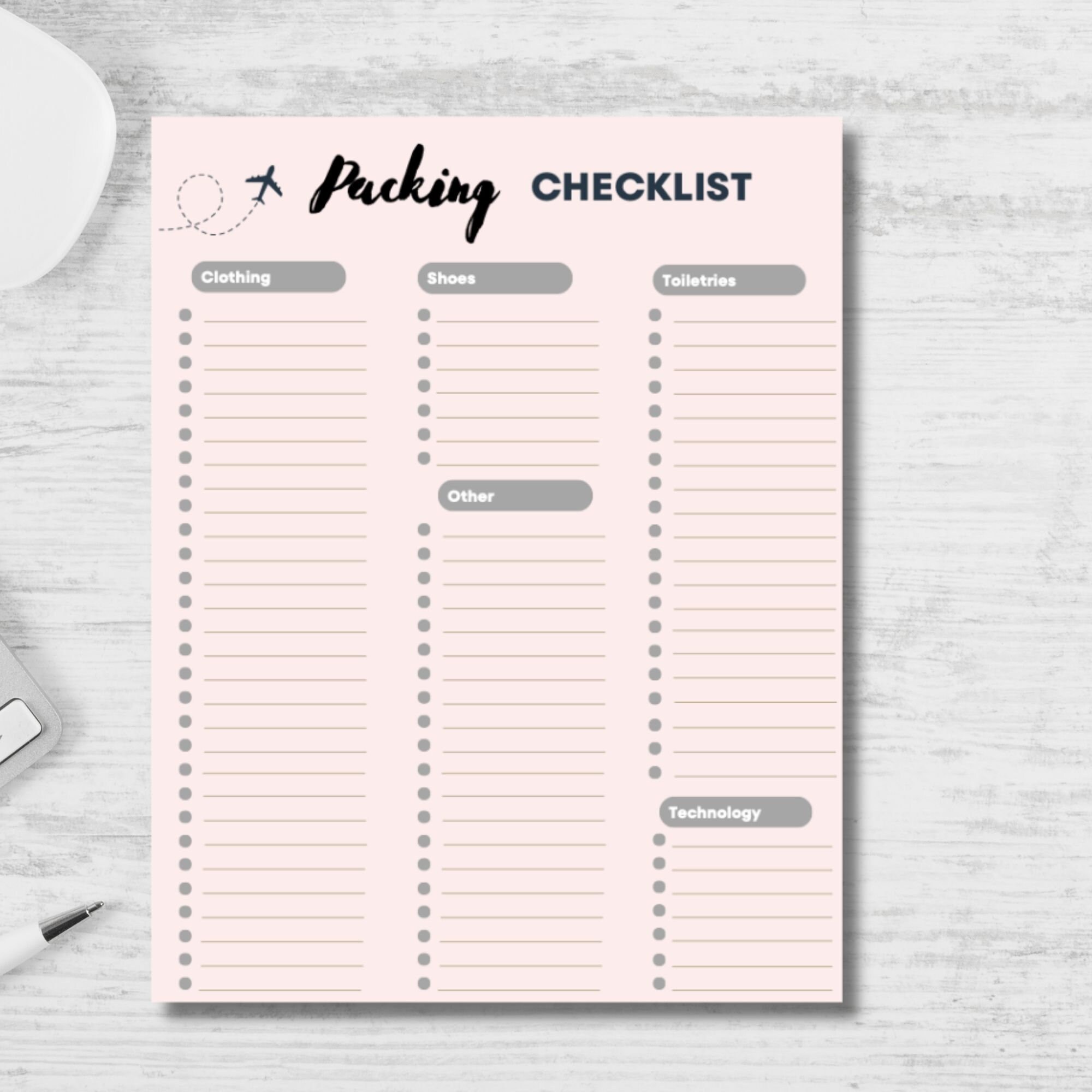 Travel Packing List | Travel Checklist | PDF | Printable | 2 Versions ...