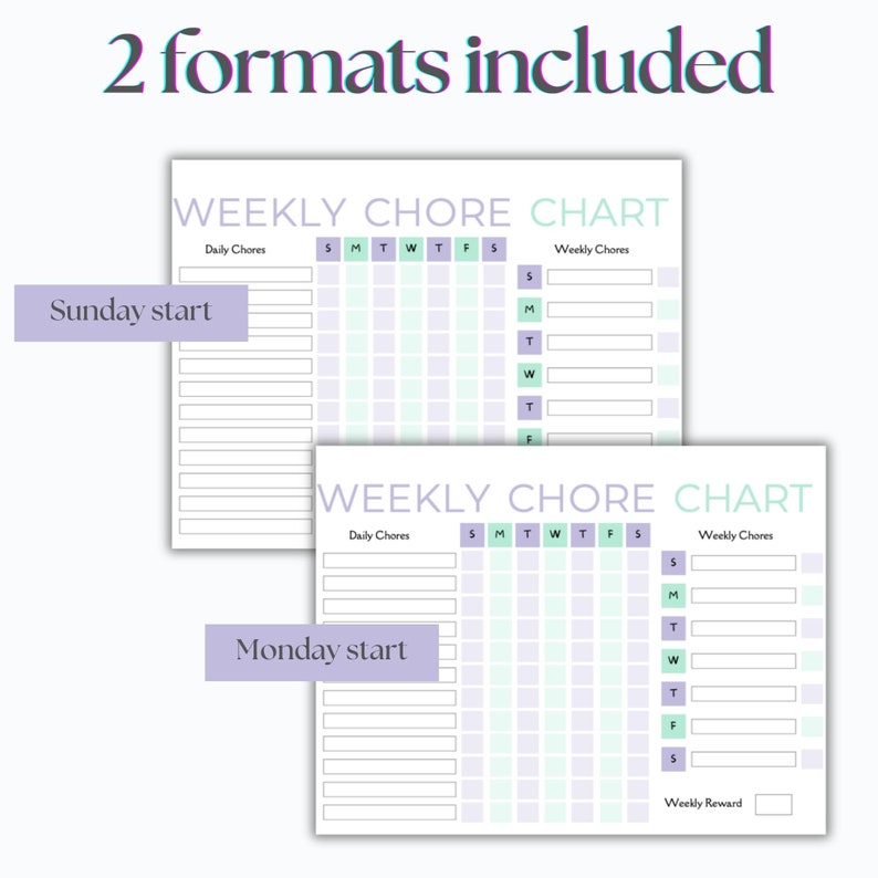 Chore Chart | Kids Chore Chart | Responsibility Chart | PDF and PDF ...