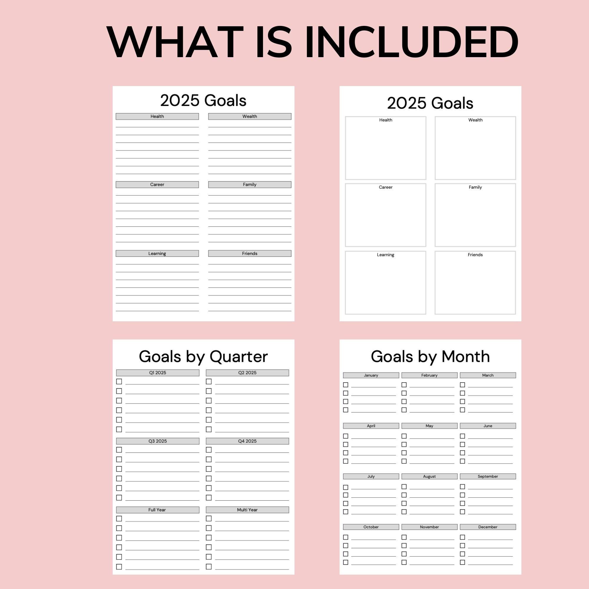 Goal Tracker | Goal Template | 2025 Goals | PDF & Fillable PDF ...