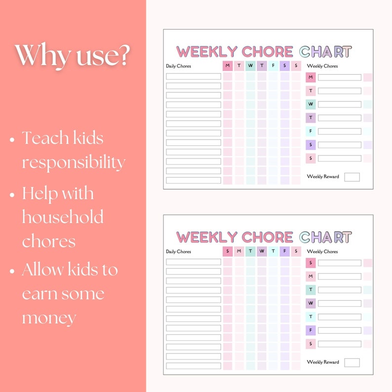 Kids Chore Chart | Chore Chart | Responsibility Chart | PDF and PDF ...