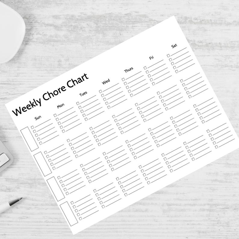 Kids Chore Chart | Chore Chart | Responsibility Chart | PDF & Fillable ...