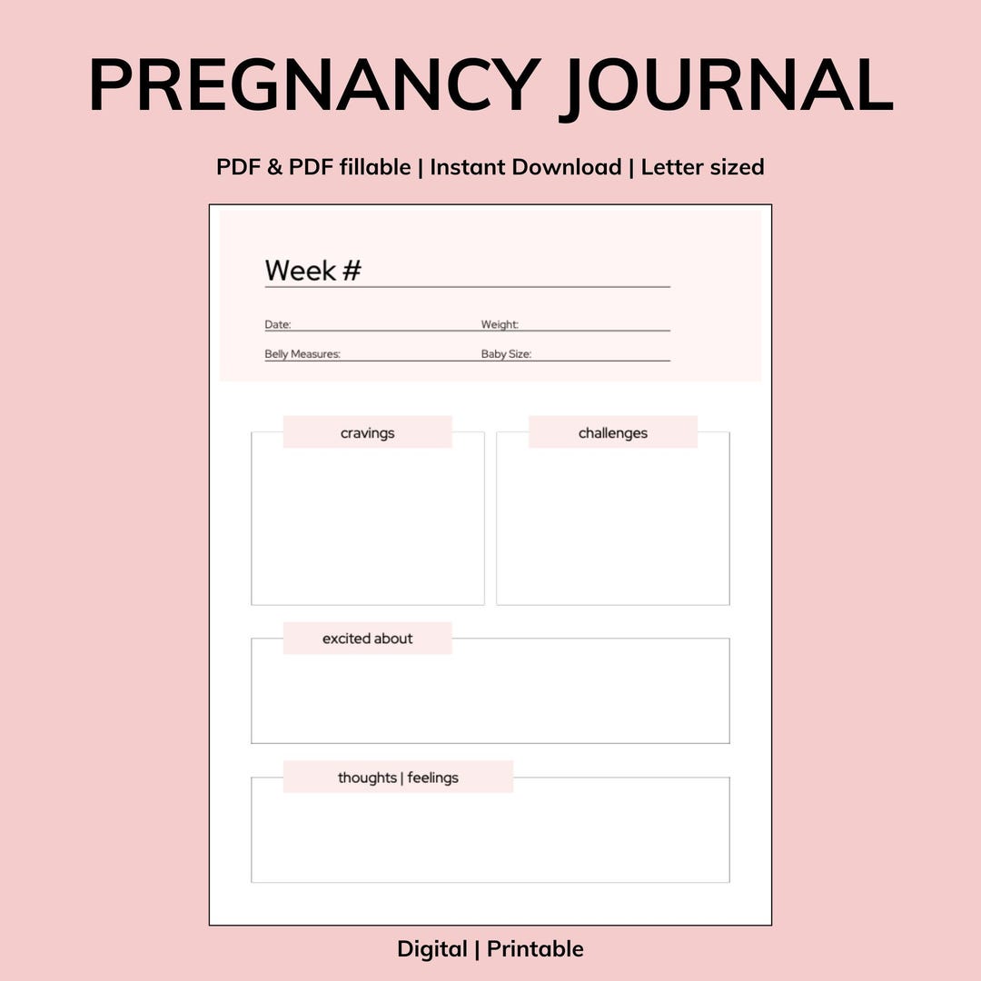 Pregnancy Journal | Pregnancy Planner | Tracker | Fillable PDF | Easy ...