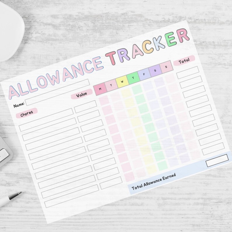 Allowance Tracker | Kids Allowance Chart | Kids Chore Chart | PDF ...