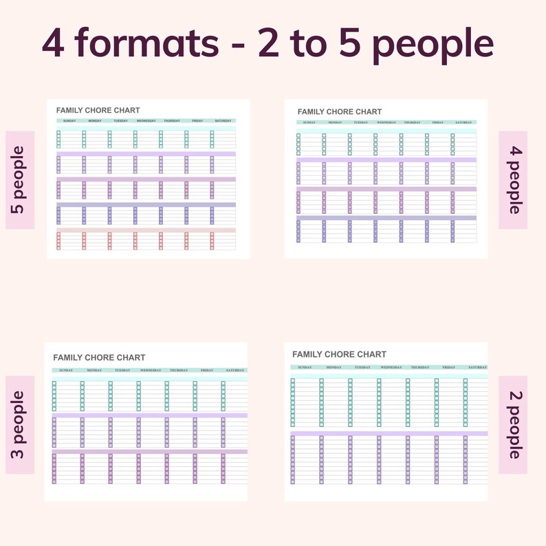 Family Chore Chart Responsibility Chart PDF Easy to Use Downloadable ...
