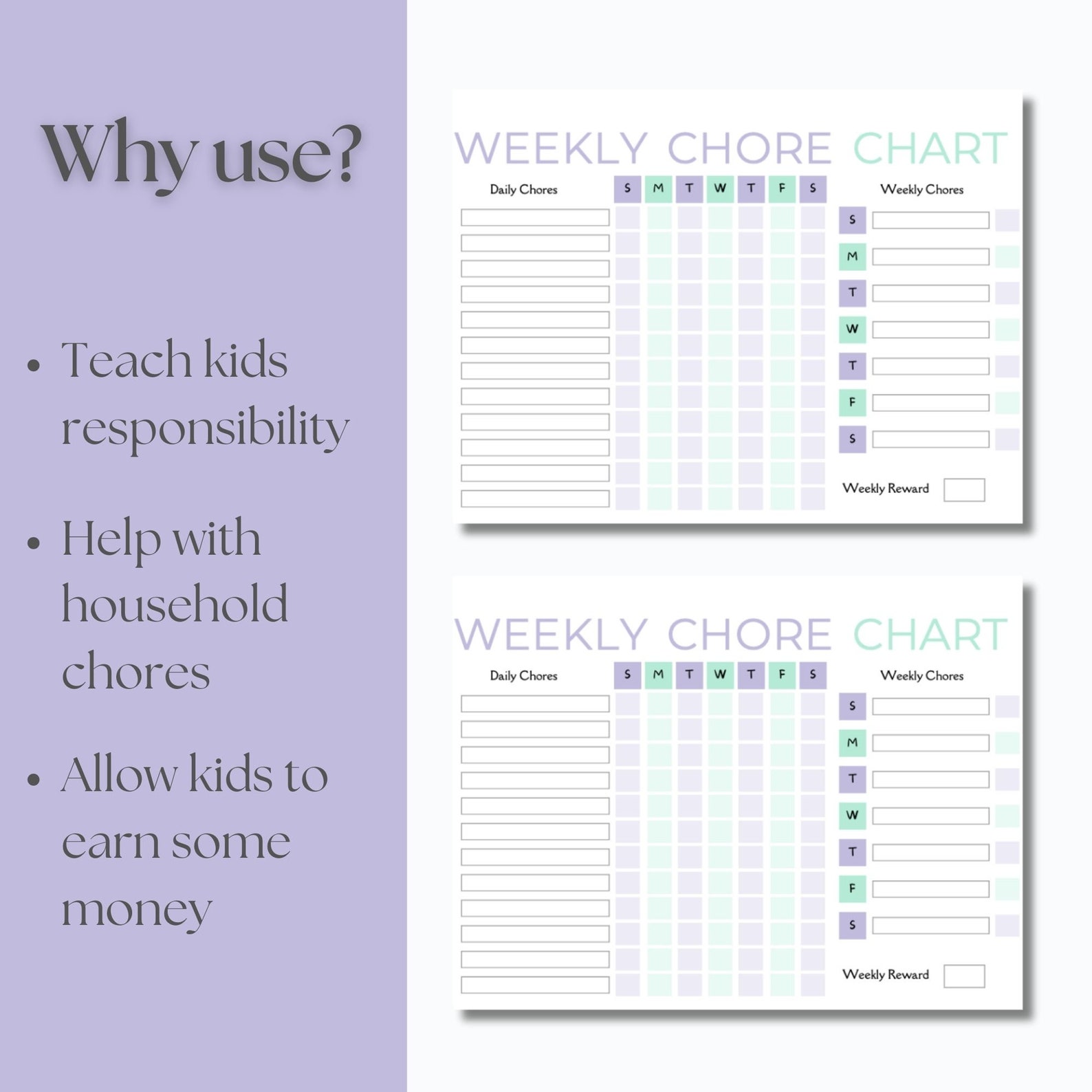 Chore Chart | Kids Chore Chart | Responsibility Chart | PDF and PDF ...