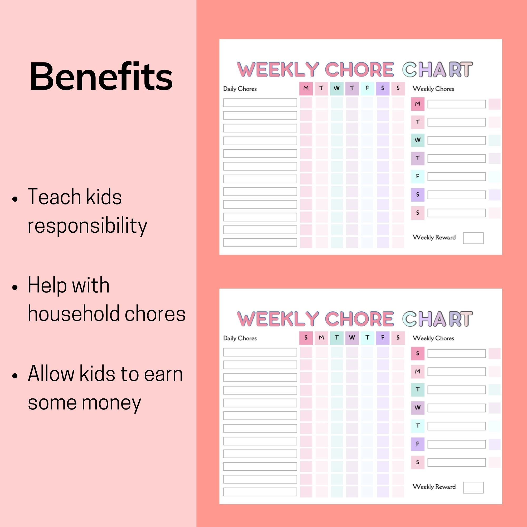 Kids Chore Chart | Chore Chart | Responsibility Chart | PDF and PDF ...