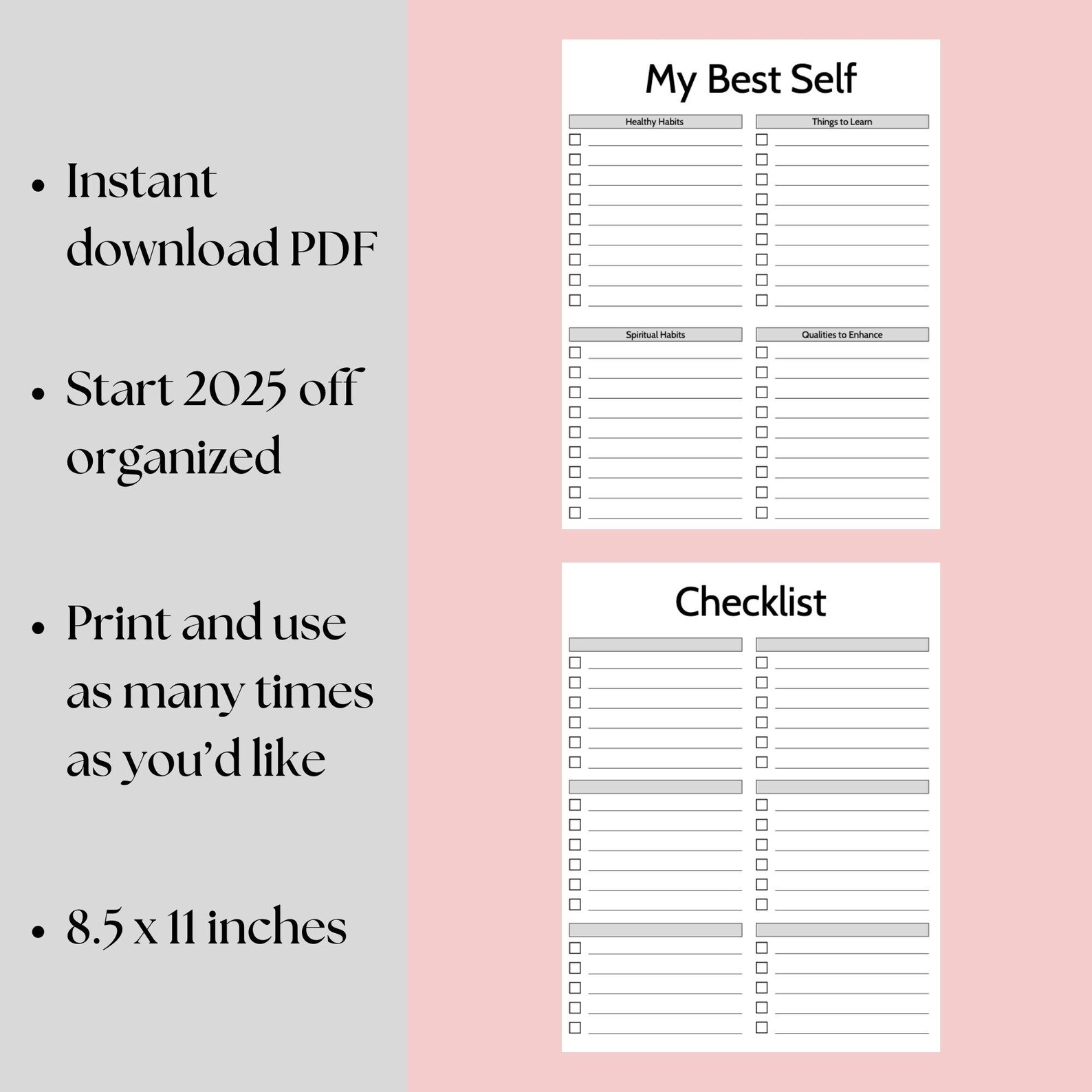 Vision Board Template | Goal Tracker, Bucket List (PDF) - Etsy