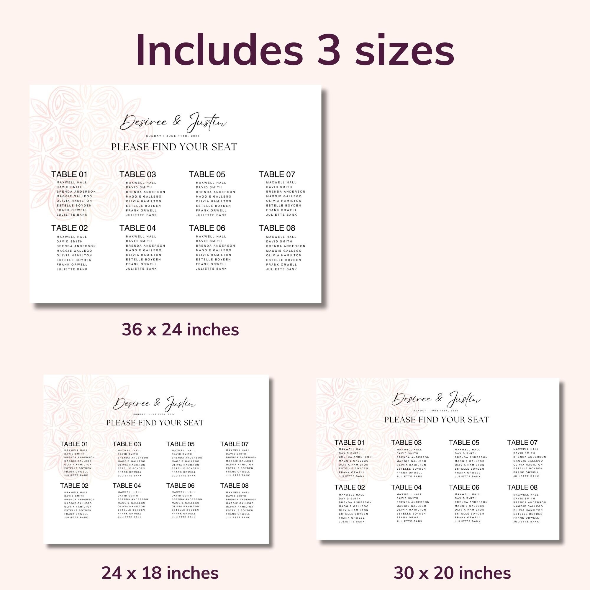 Wedding Seating Chart | Seating Chart | Seating Template | Editable ...