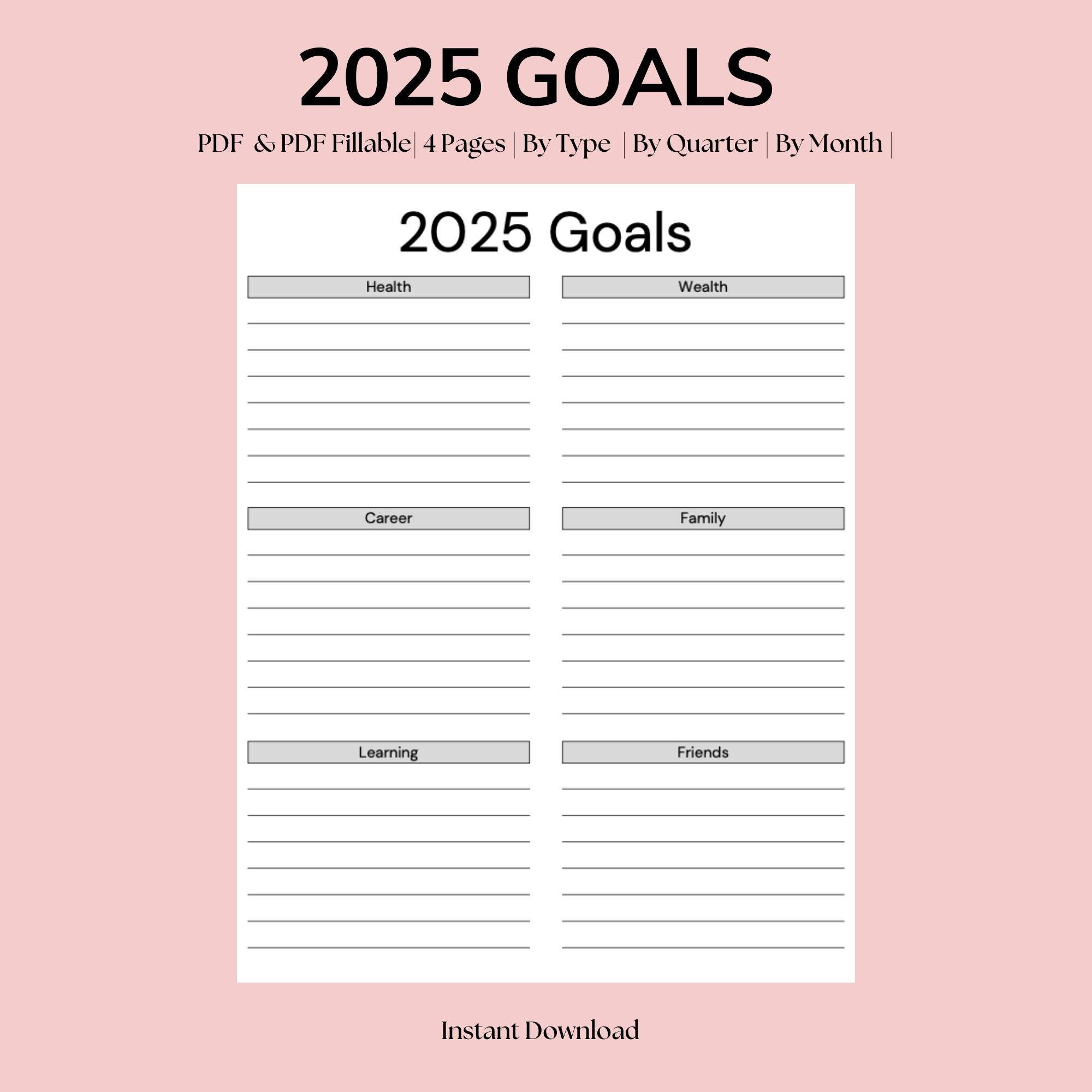 Goal Tracker | Goal Template | 2025 Goals | PDF & Fillable PDF ...