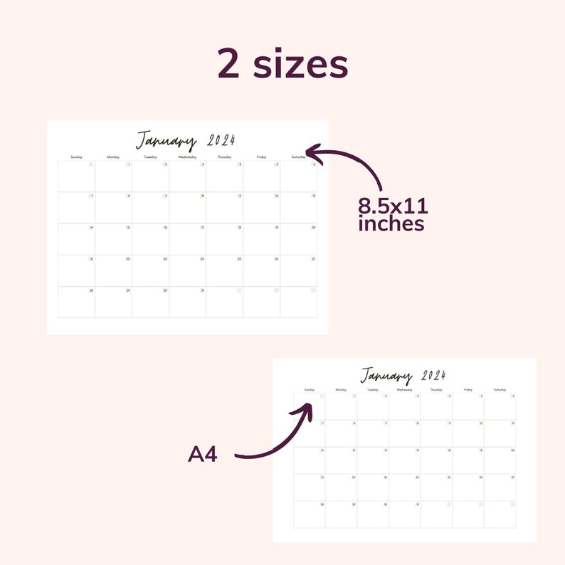 Blank Calender 2024 Calender Monthly Calendar Printable Digital 2024 ...