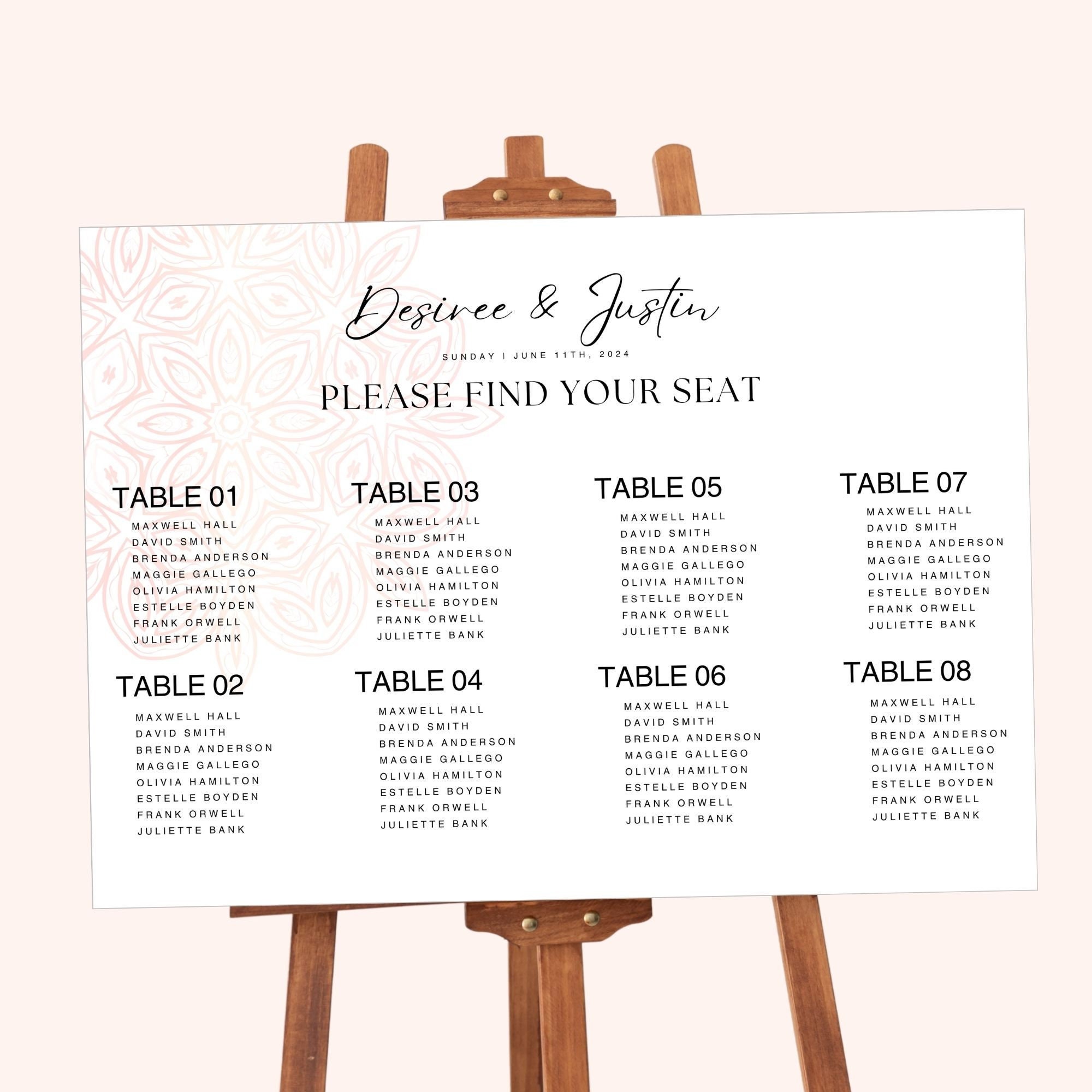 Wedding Seating Chart | Seating Chart | Seating Template | Editable ...