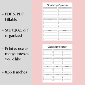 Goal Tracker | Goal Template | 2025 Goals | PDF & Fillable PDF ...