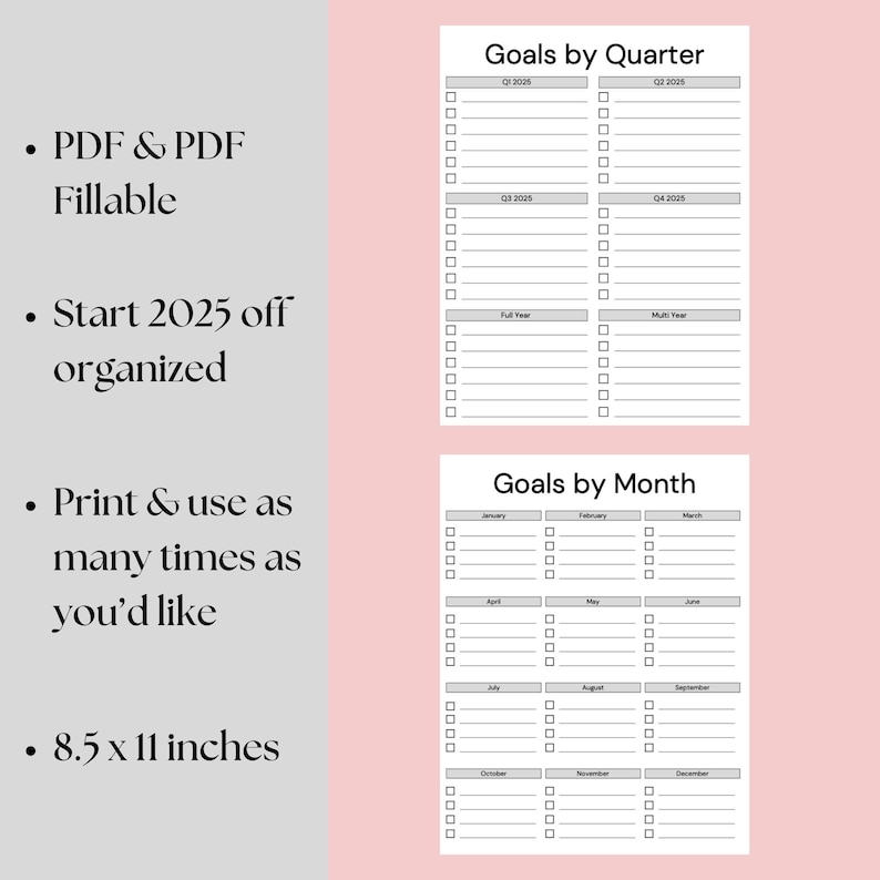Goal Tracker | Goal Template | 2025 Goals | PDF & Fillable PDF ...