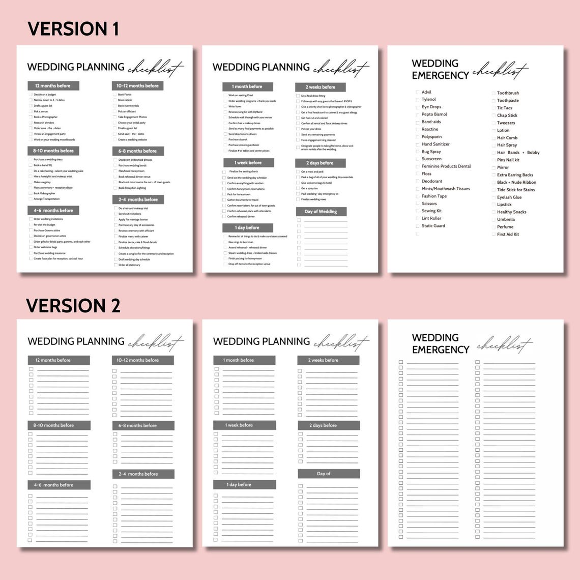 Printable Wedding Checklist | Filled in and Blank Fillable PDF ...