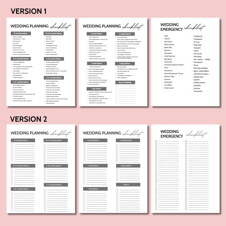 Printable Wedding Checklist | Filled in and Blank Fillable PDF ...