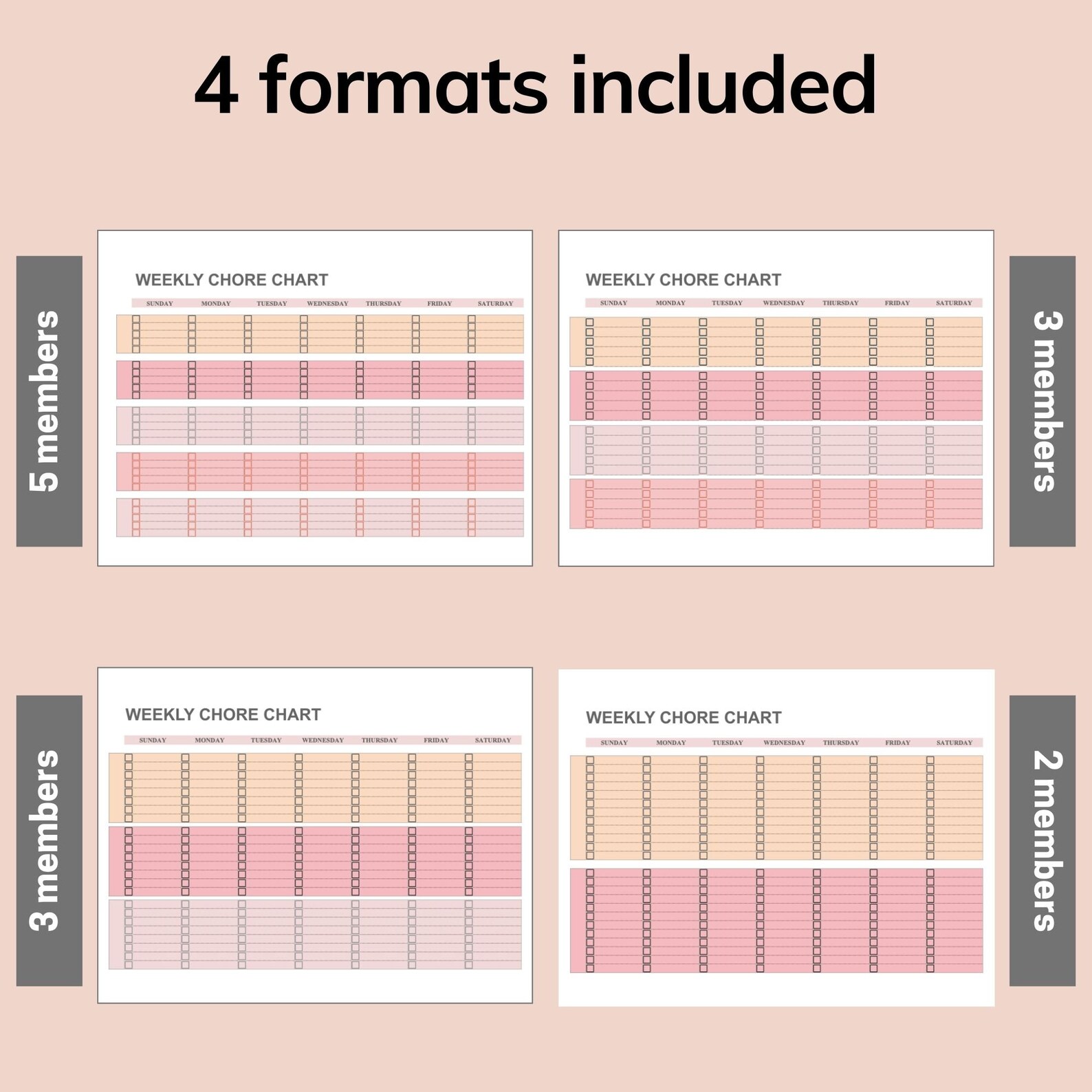 Family Chore Chart | Responsibility Chart | EDITABLE With Google Sheets ...