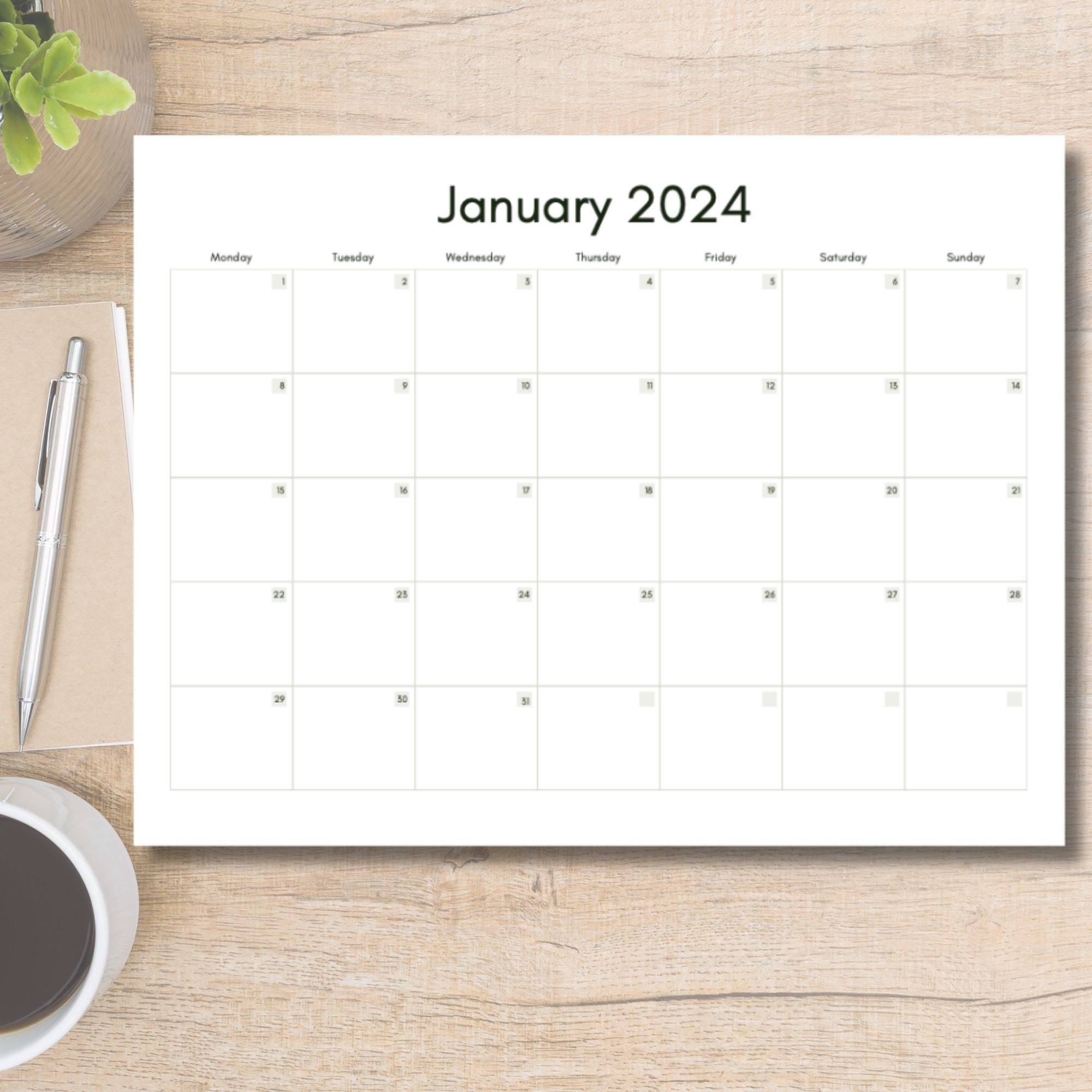 Blank Calender 2024 Calender 2024 Monthly Calendar Printable Calendar ...