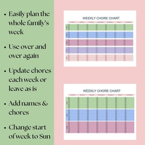 Kids Chore Chart | Edit With Google Sheets | Downloadable | Digital ...