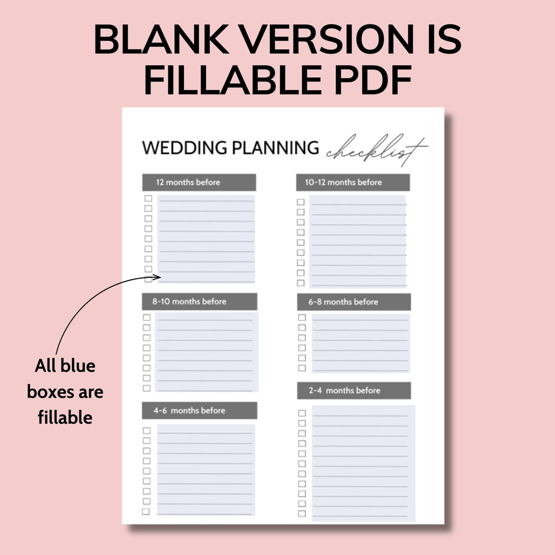 Printable Wedding Checklist | Filled in and Blank Fillable PDF ...