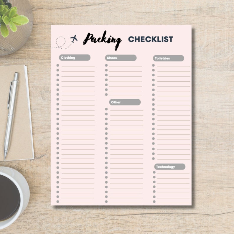 Travel Packing List | Travel Checklist | PDF | Printable | 2 Versions ...