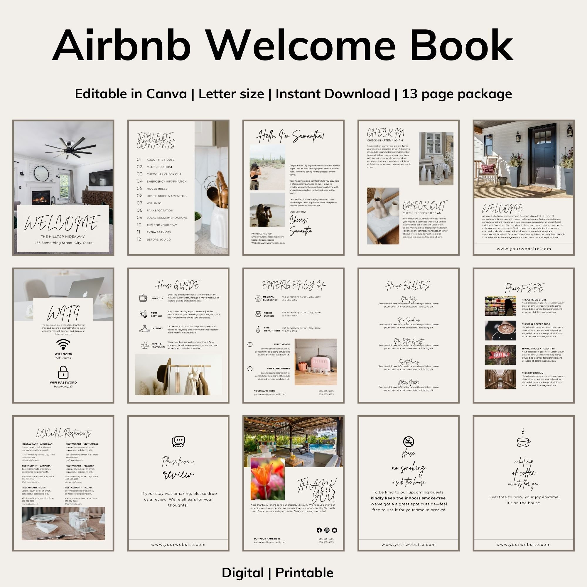 Airbnb Welcome Book Welcome Packet Welcome Package Editable Canva ...