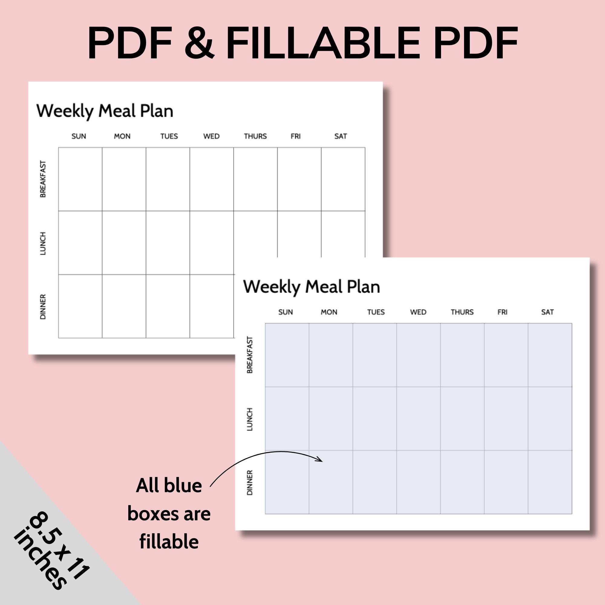 Weekly Meal Plan | Printable Weekly Meal Planner | Weekly Meal Planning ...