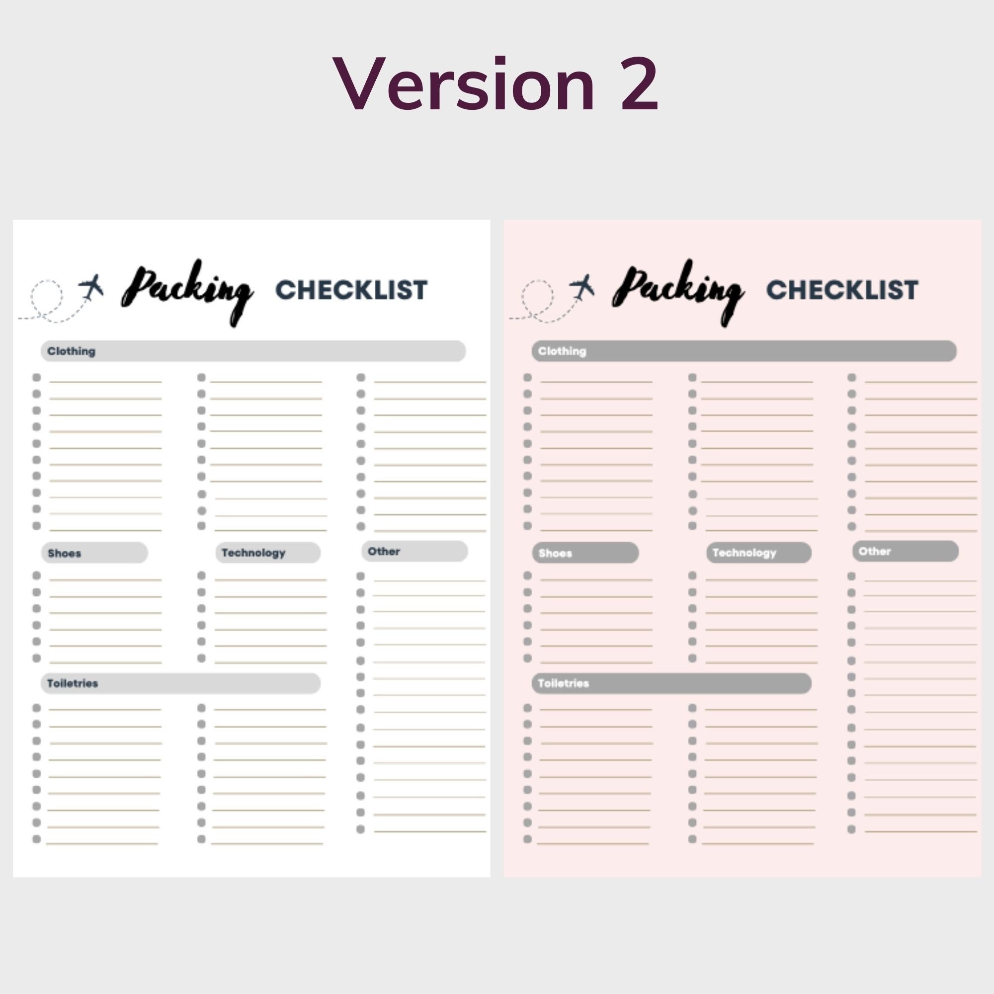 Travel Packing List | Travel Checklist | PDF | Printable | 2 Versions ...