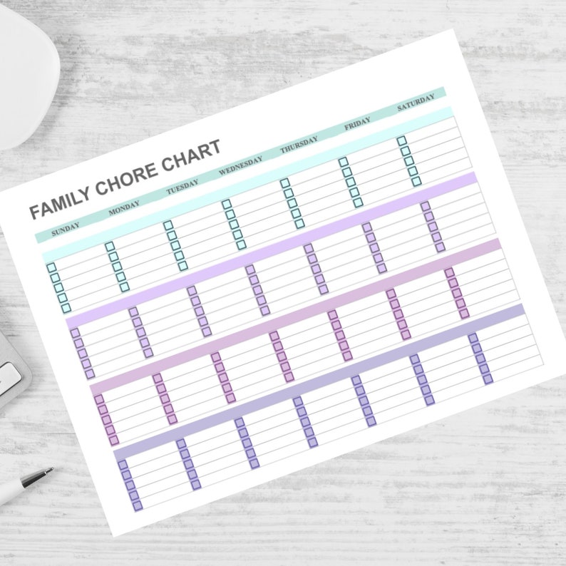 Family Chore Chart | Kids Chore Chart | PDF | Easy to Use ...