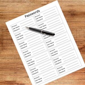 Password Tracker | Password Keeper | PDF & PDF Fillable | 3 Sizes | 2 ...