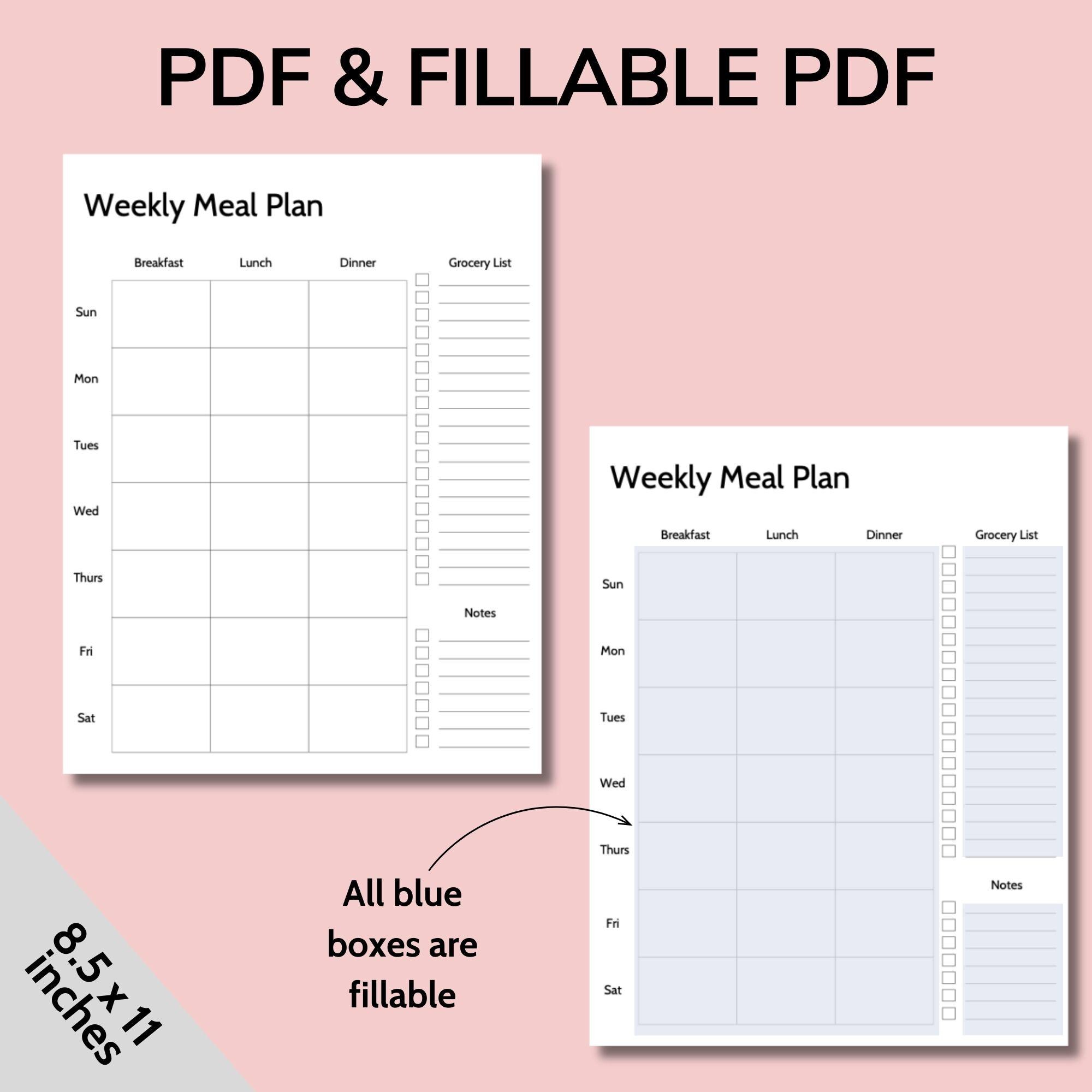 Grocery List | Meal Planner | Printable Weekly Meal Planner | Weekly ...