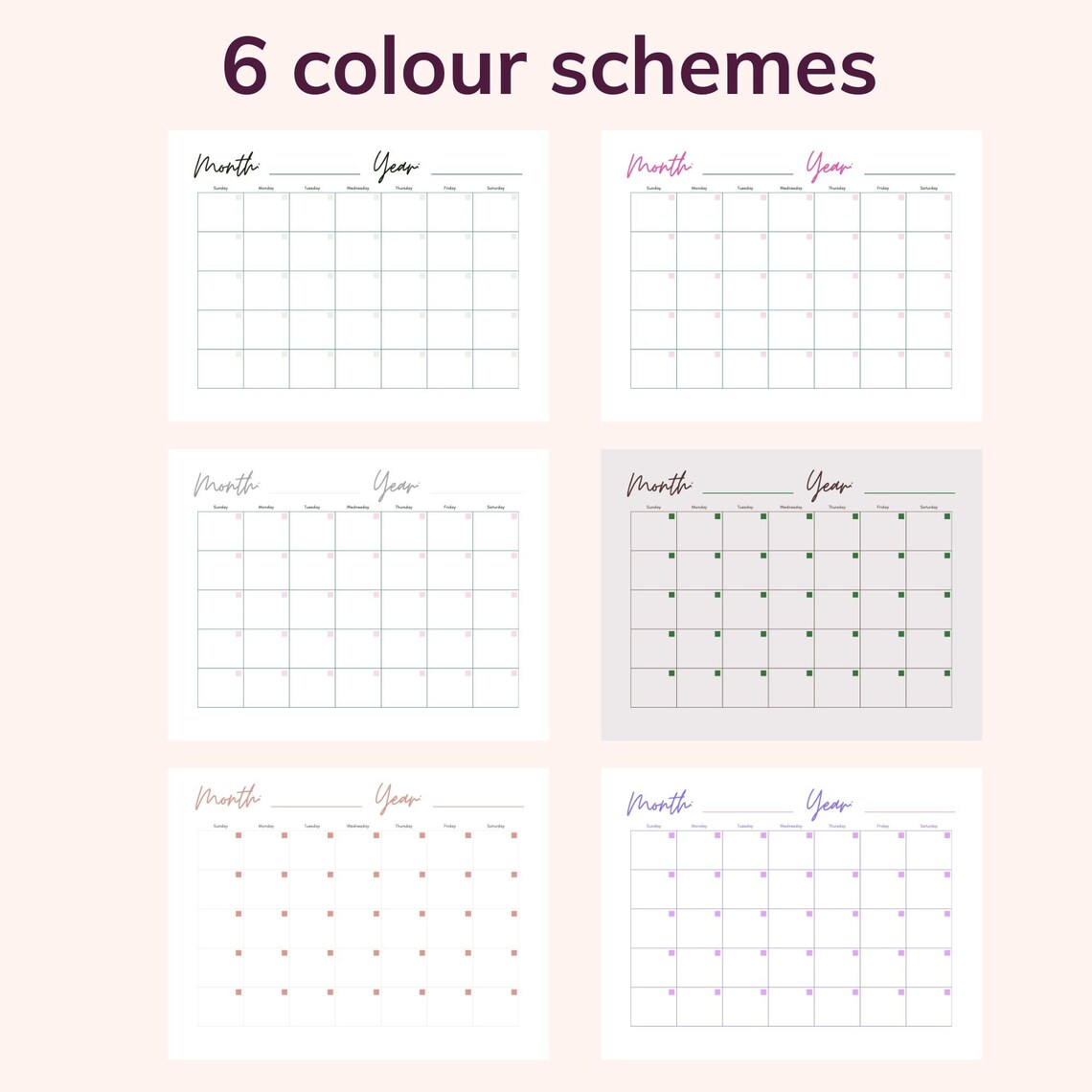 Blank Calender Blank Calendar Printable Downloadable Monthly Multi ...