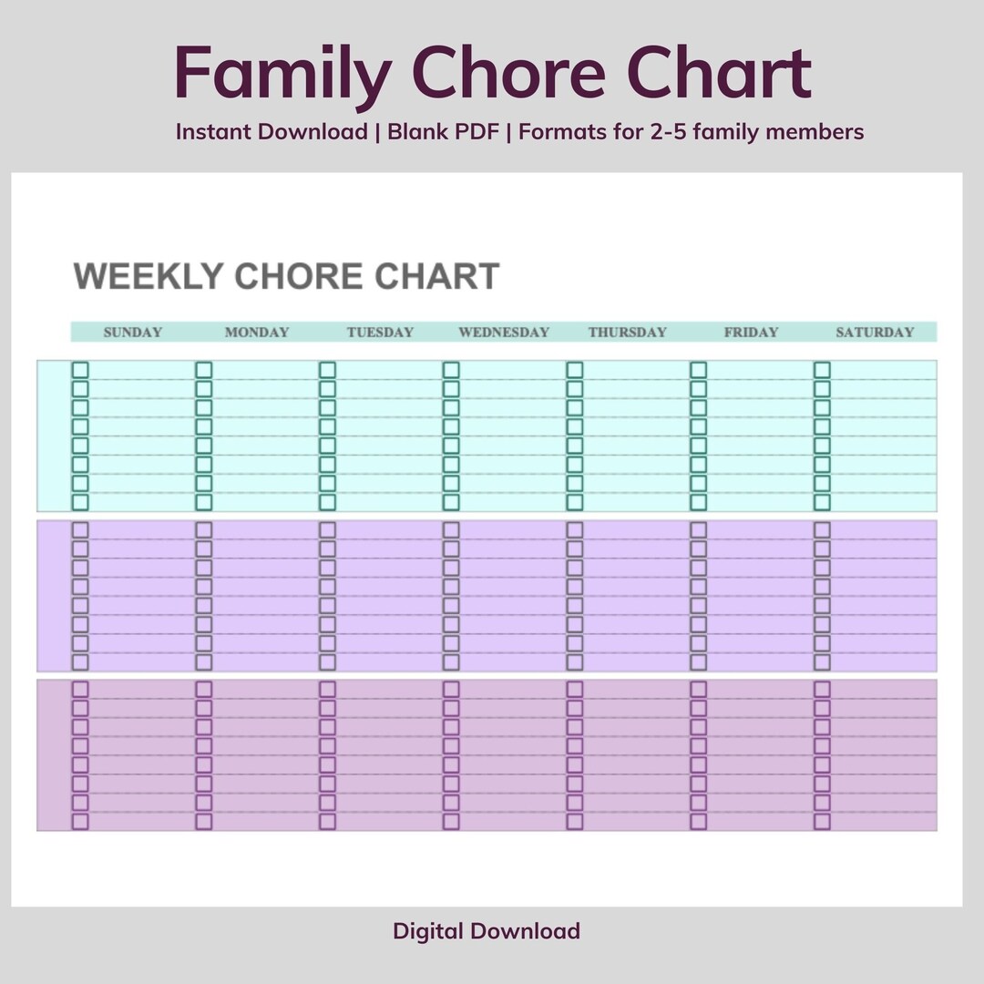 Family Chore Chart | Kids Chore Chart | PDF | Easy to Use ...