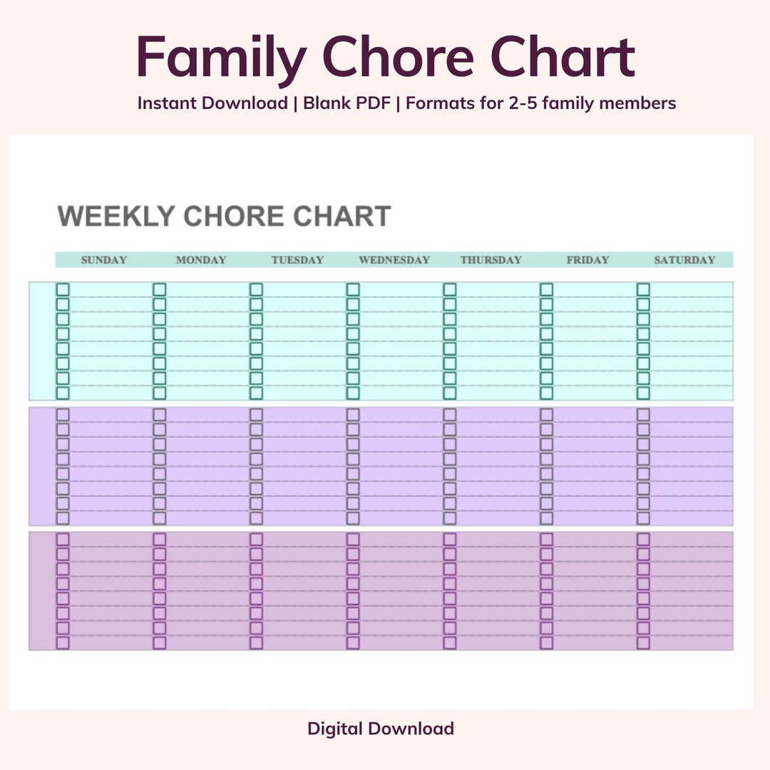Family Chore Chart | Kids Chore Chart | PDF | Printable | Downloadable ...