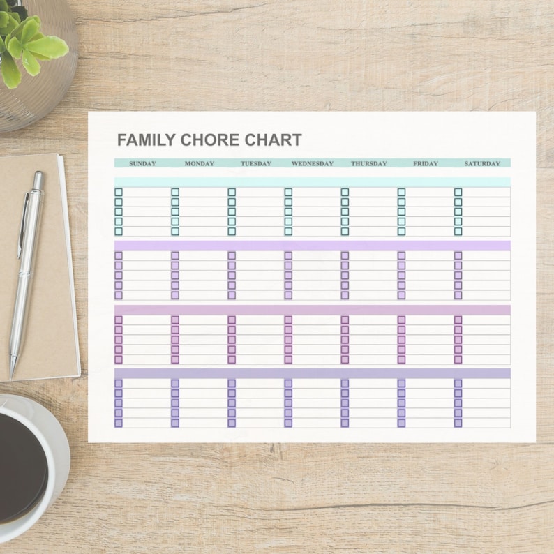 Family Chore Chart | Kids Chore Chart | PDF | Easy to Use ...
