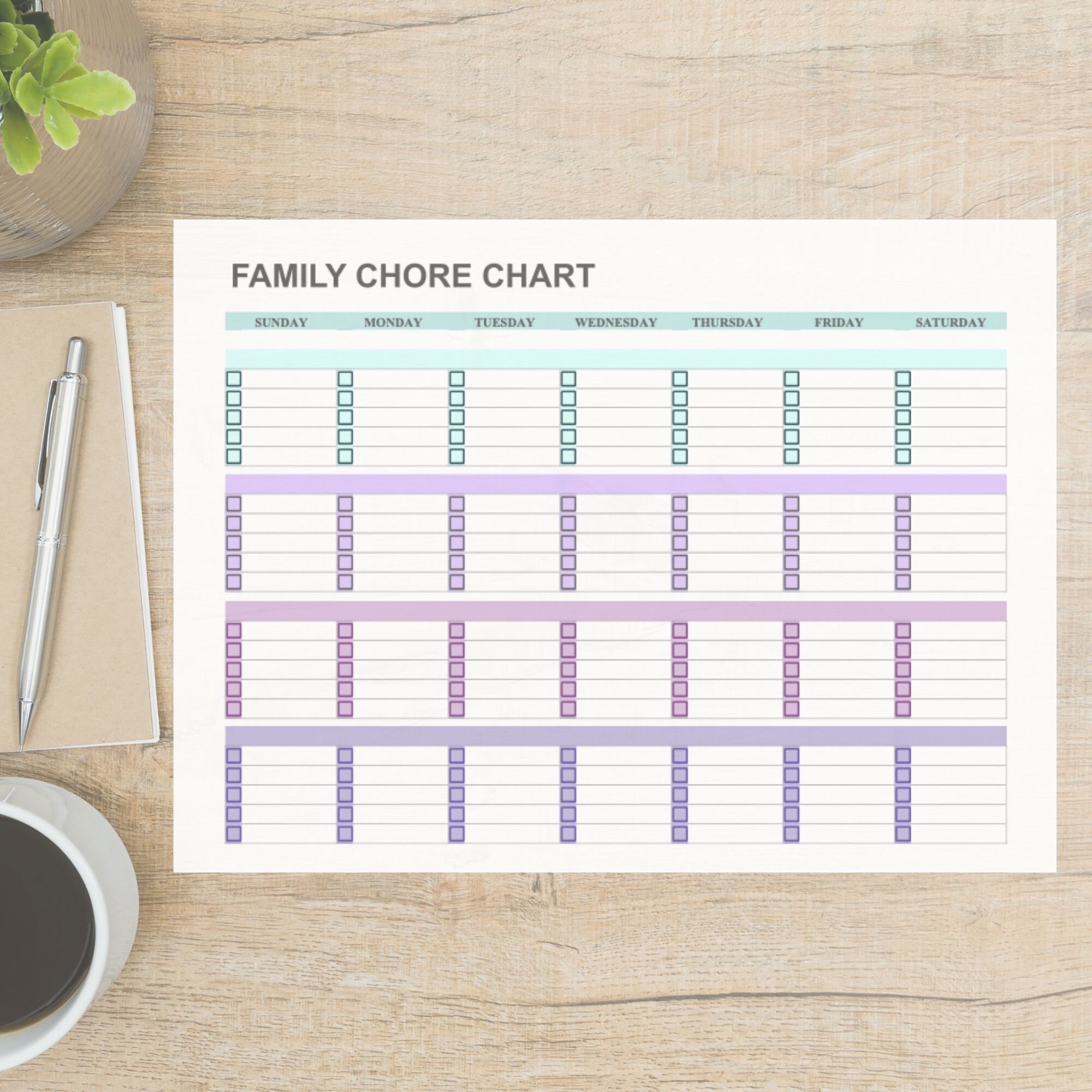Family Chore Chart Kids Chore Chart PDF Easy to Use Downloadable ...