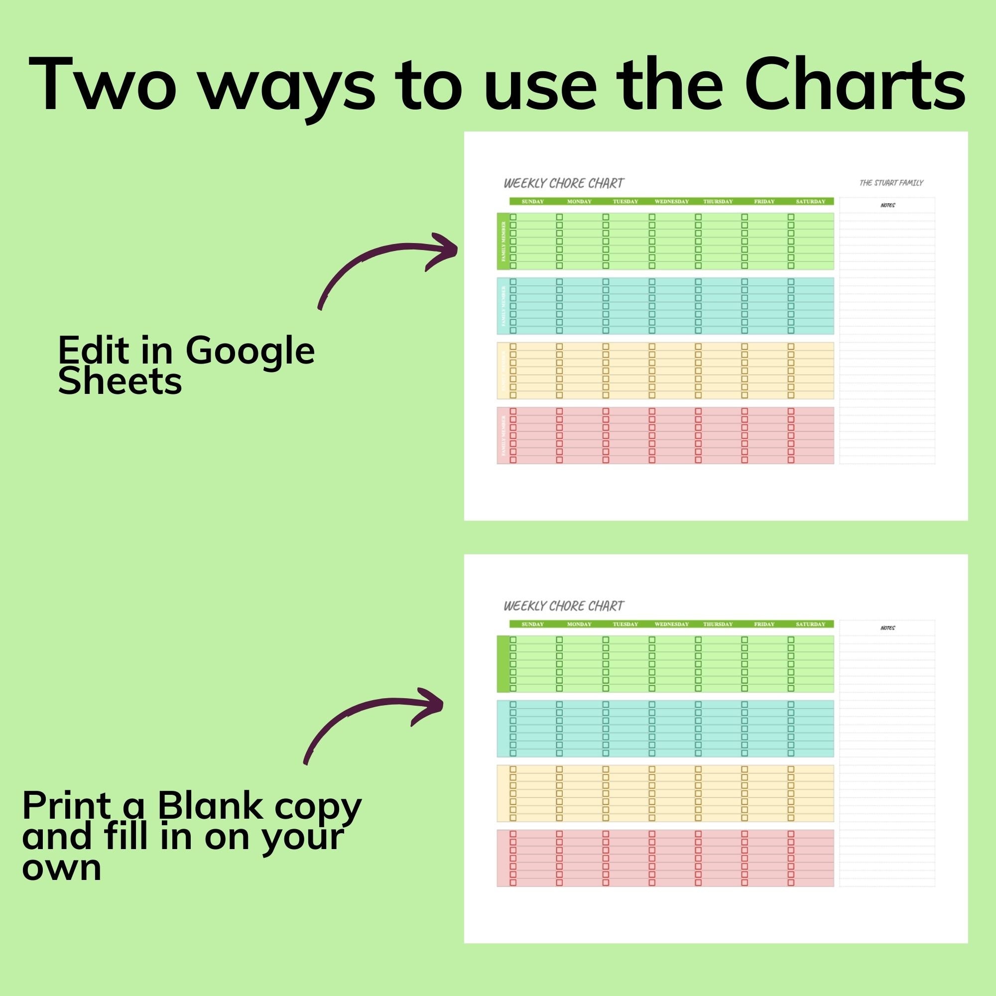 Kids Chore Chart | Chore Chart | Editable With Google Sheets | Simple ...