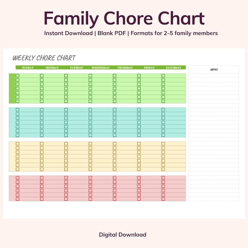 Family Chore Chart | Kids Chore Chart | PDF | Easy to Use ...