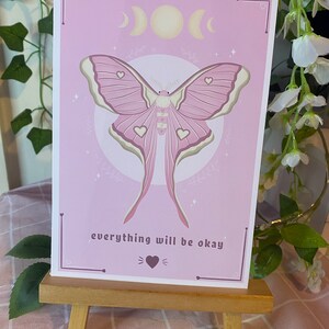 Cute Pink Moth Print | Motivational Art | Witchy Art | Witchcore ...