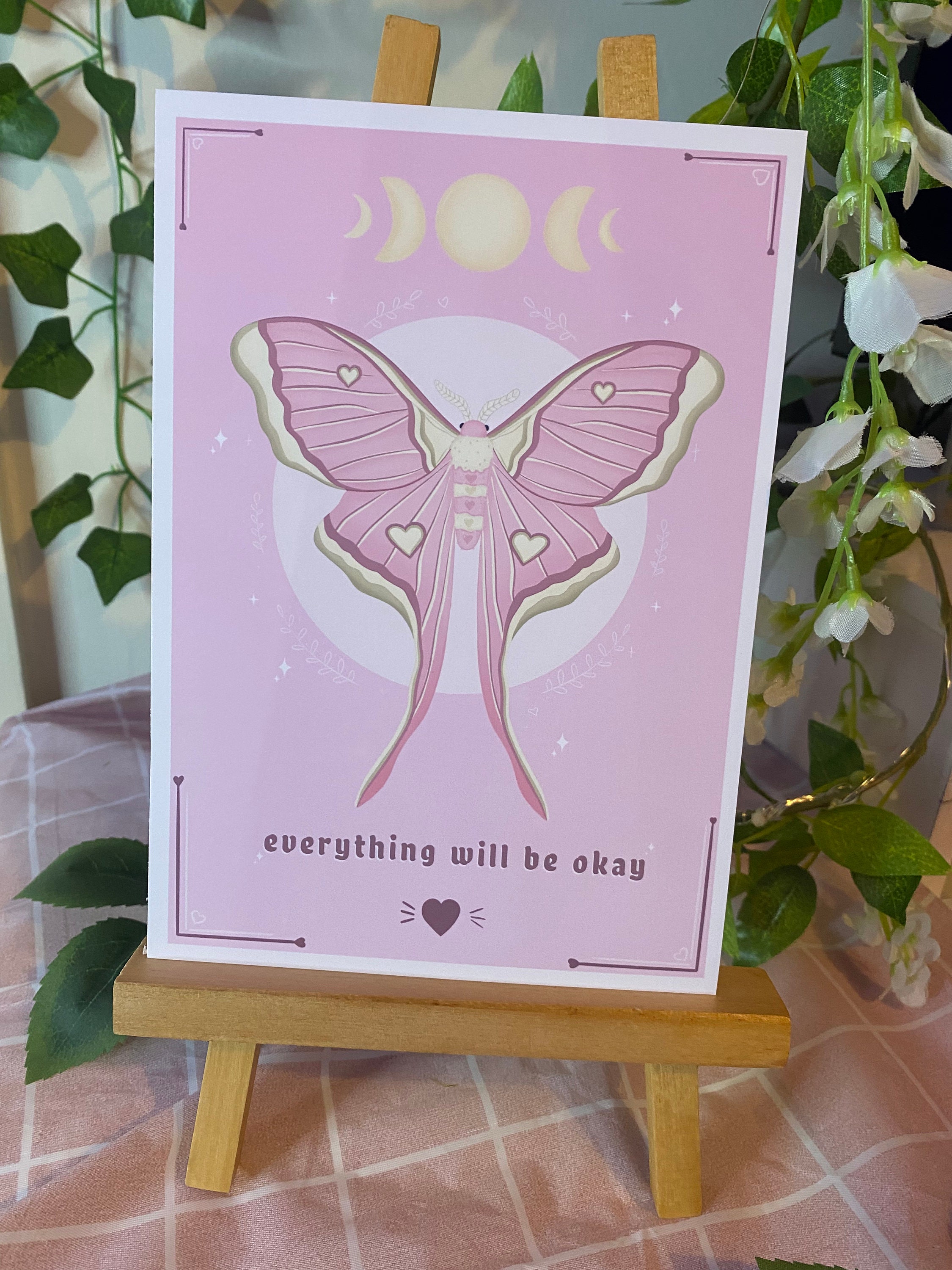 Cute Pink Moth Print | Motivational Art | Witchy Art | Witchcore ...