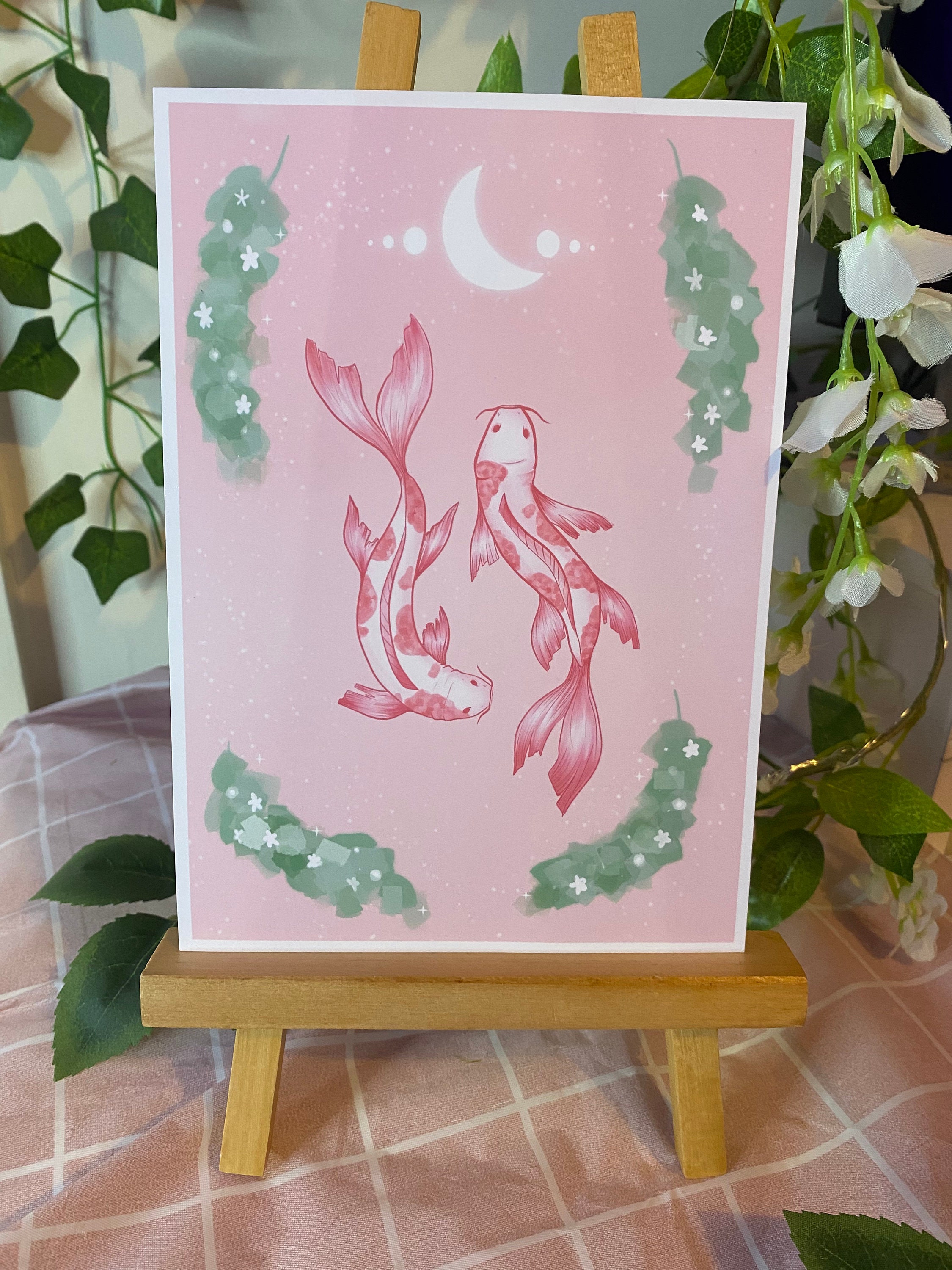 Pink Aesthetic Koi Fish Print Aesthetic Pink Art Print - Etsy