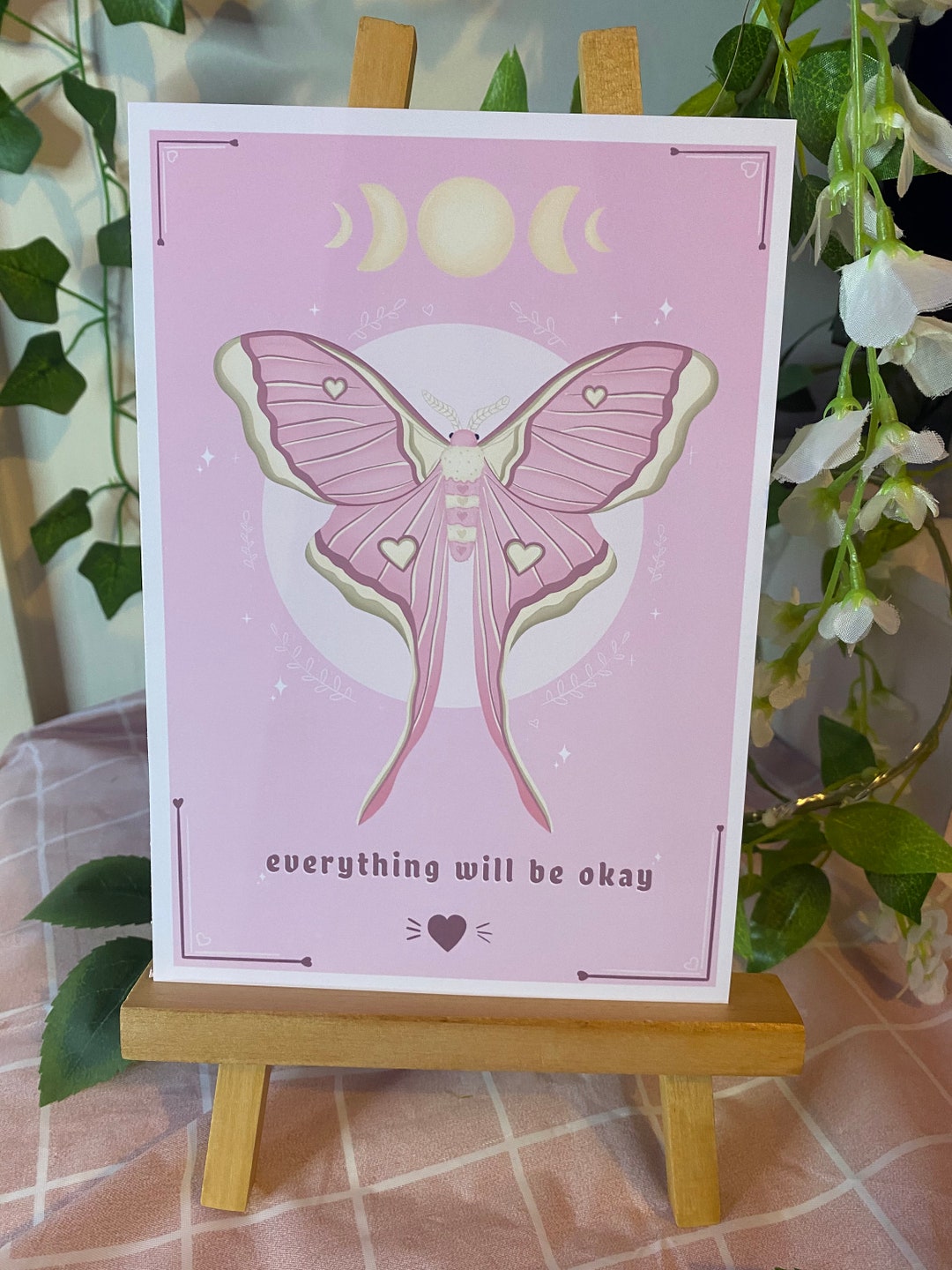 Cute Pink Moth Print | Motivational Art | Witchy Art | Witchcore ...
