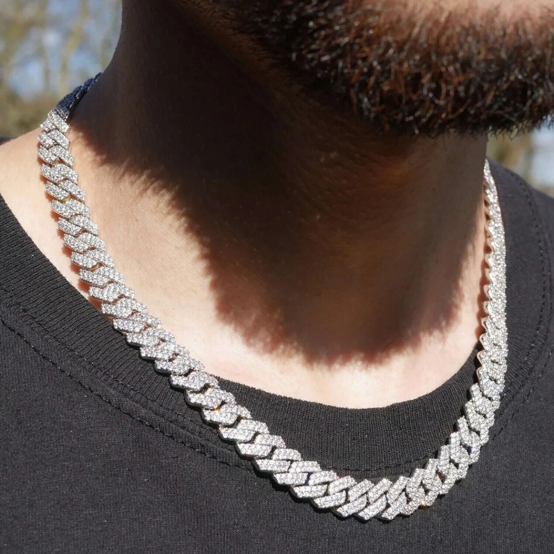 Moissanite Miami Cuban Chain Necklace Moissanite Curved Link - Etsy