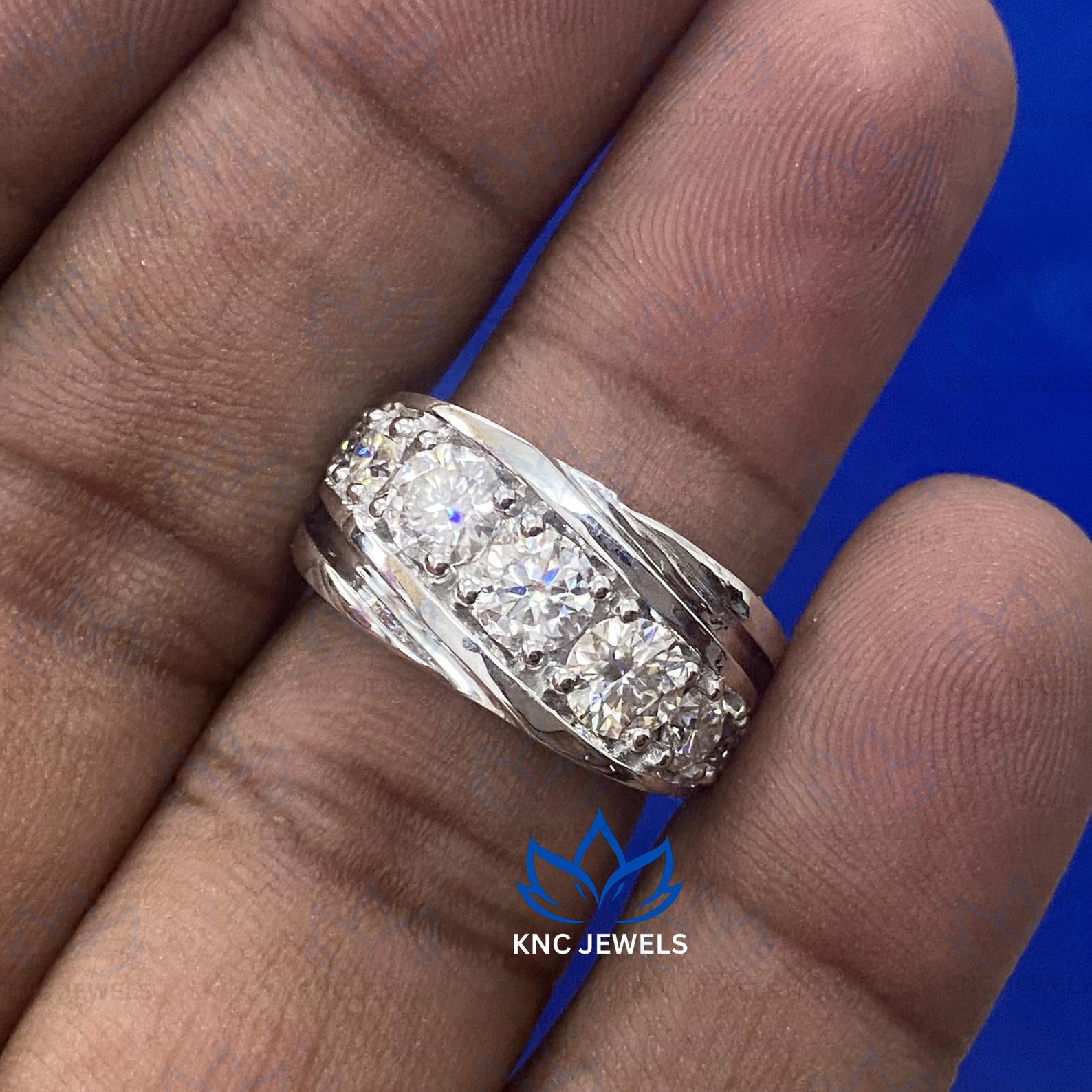 Lab Grown Diamond Mens Wedding Band, Sterling Silver Eternity Ring - Etsy