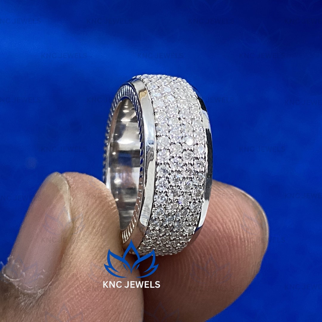 Lab Grown Diamond Mens Wedding Band, CVD Diamond Mens Engagement Ring, Anniversary Gift for ...