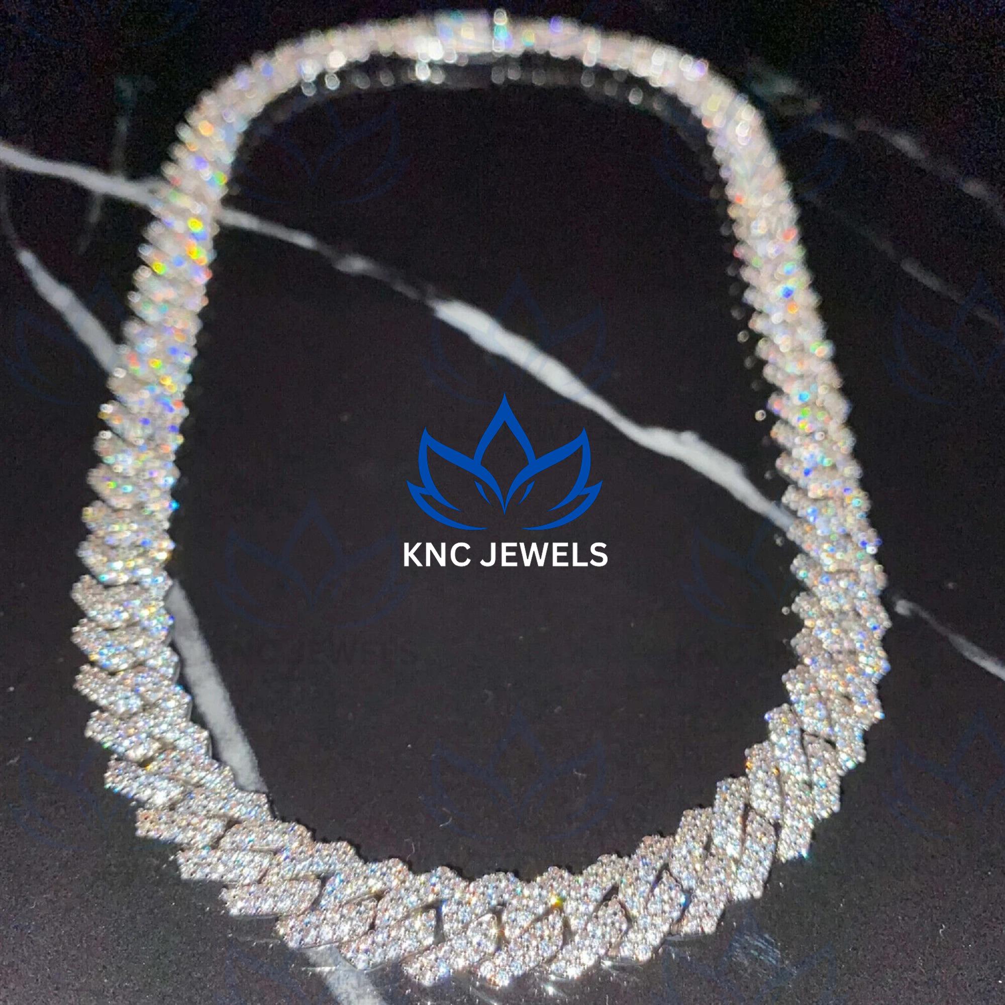 8mm Wide Moissanite Micro Prong Cuban Link Chain Necklace Solid 925 ...