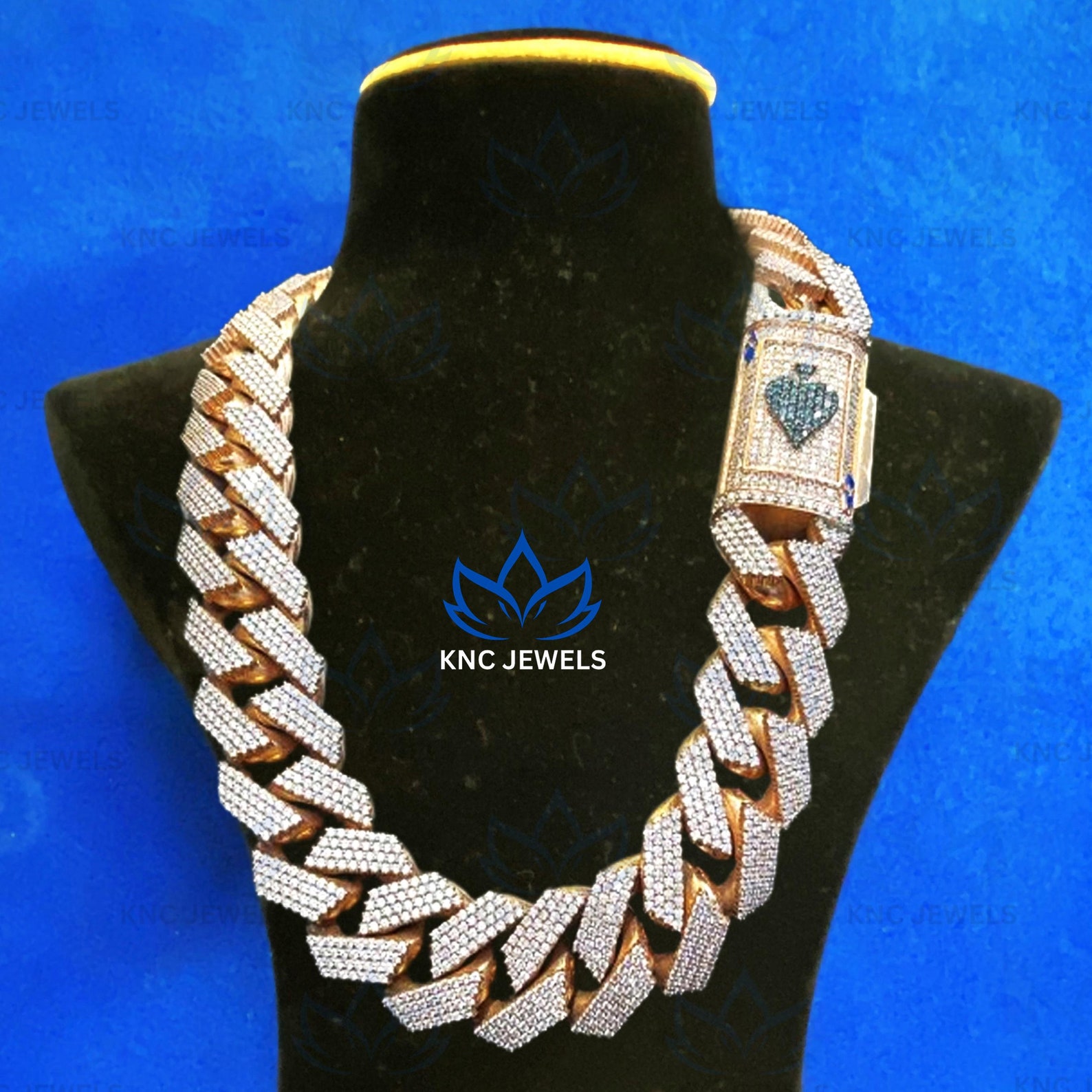 Sterling Silver Iced Out Cuban Chain Necklace, Pink Plated Rapper Bling ...