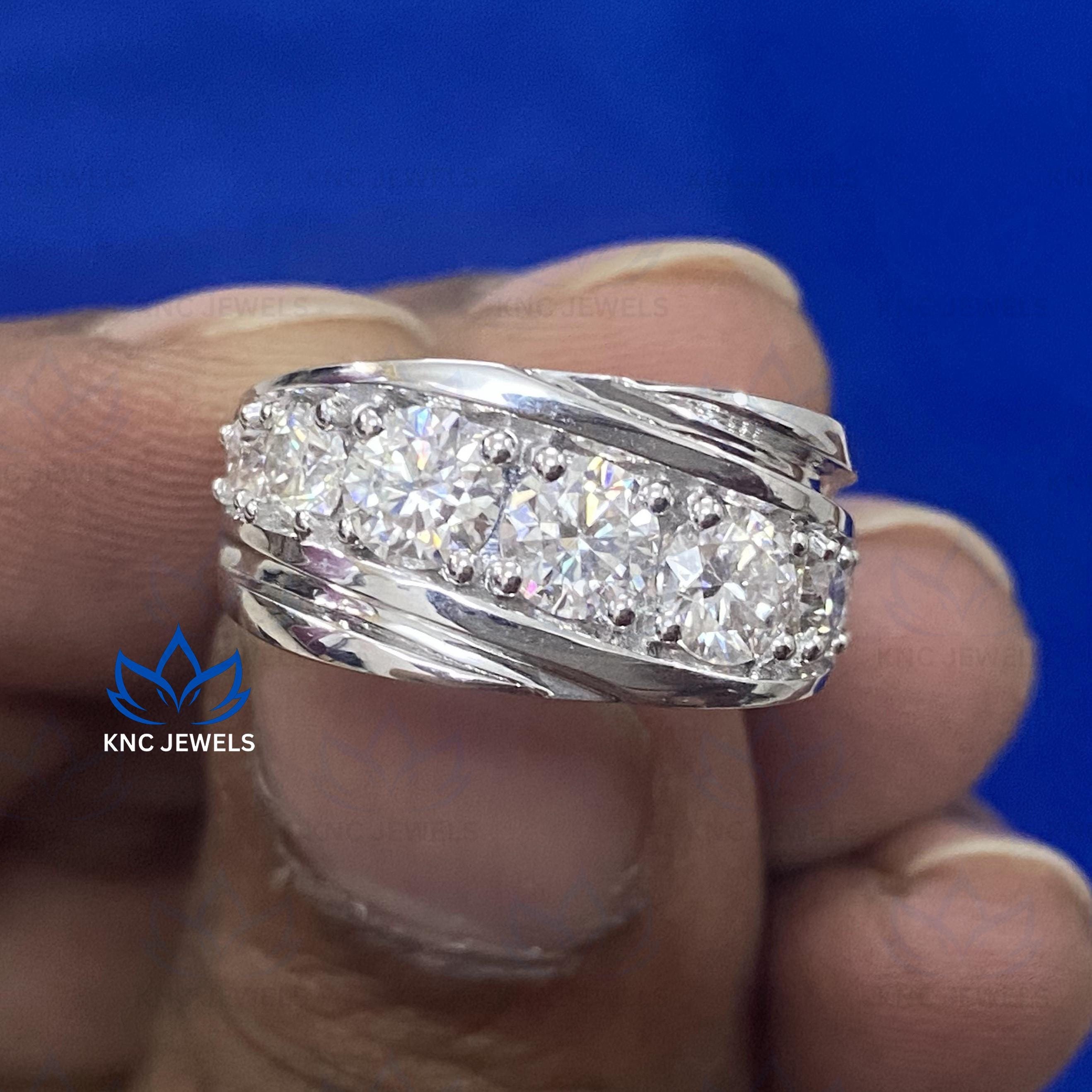 Lab Grown Diamond Mens Wedding Band, Sterling Silver Eternity Ring - Etsy
