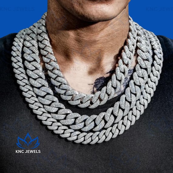 Trendy Lab Grown Diamond Cuban Link Necklace Unisex 925 Silver Chain Ice Out Cuban Necklace Hip Hop Necklace Rapper Gift for Boy Friend Etsy